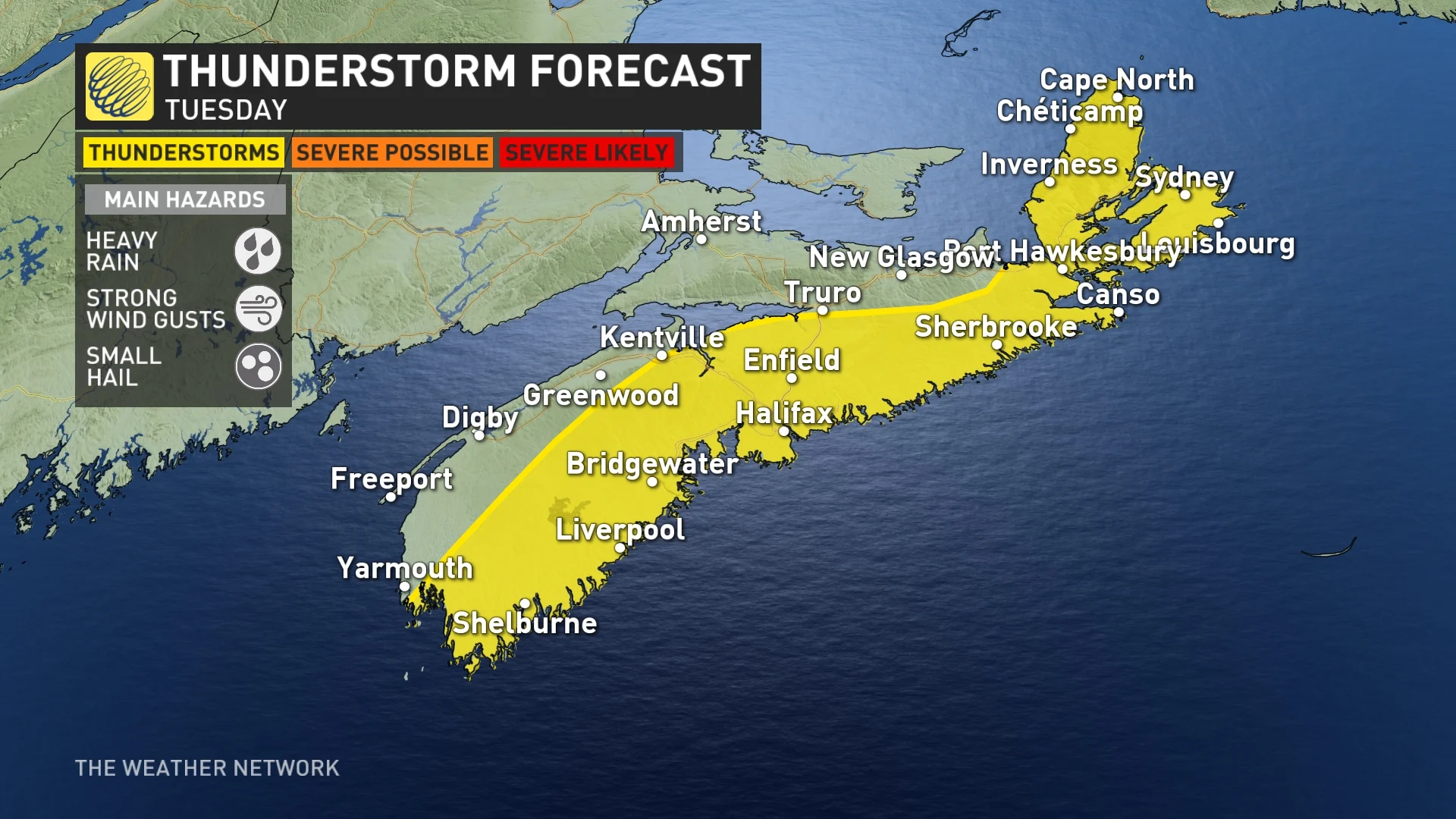 Tuesday thunderstorm threat for parts of Nova Scotia, risk of heavy ...