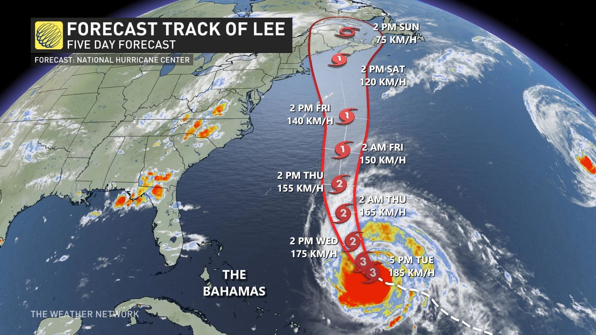 Trajectory for 'very large' Hurricane Lee takes shape as it heads north ...