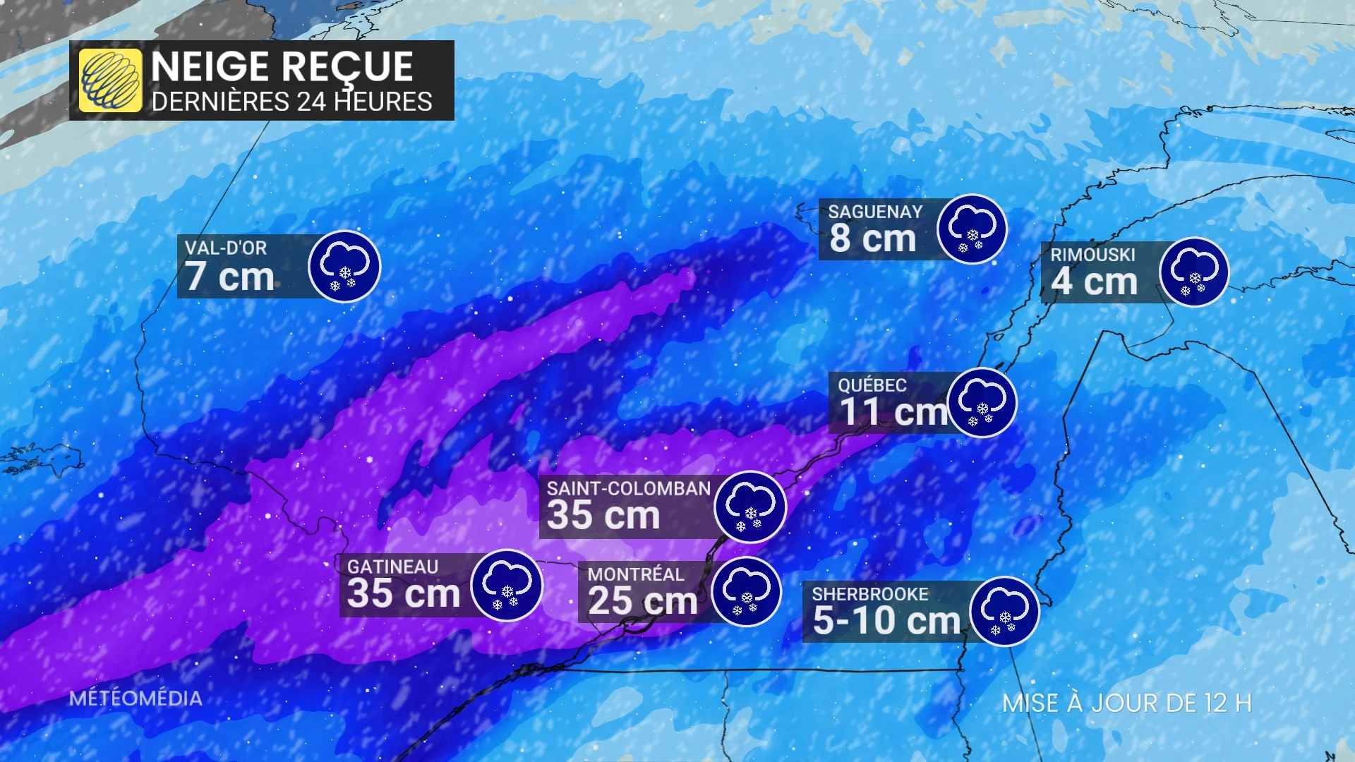 Tempête de jeudi : Montréal a déjà reçu 25 cm de neige - MétéoMédia