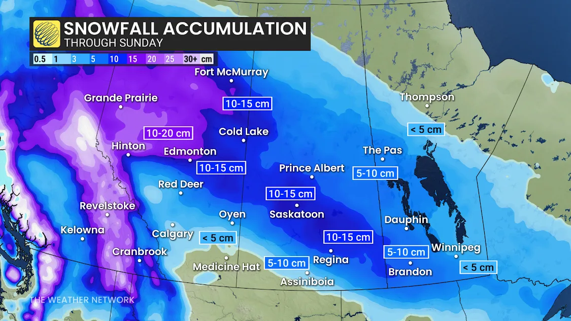 Arctic air, multi-day snowfall sweeps through the Prairies - The Weather Network