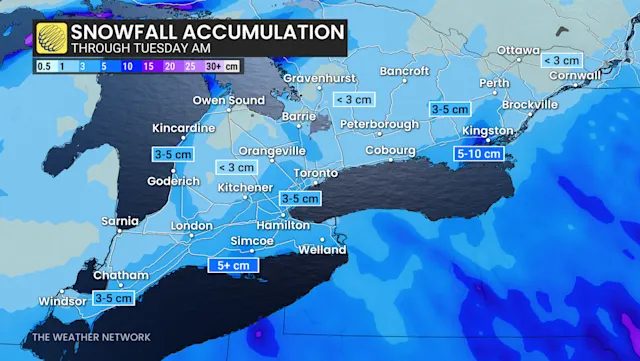 Southern Ontario to see overnight snow Monday, more cold and snow later this week - The Weather ...