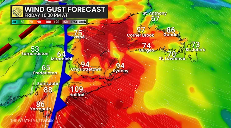 Strong winds pose risk of damage and outages in parts of Atlantic ...
