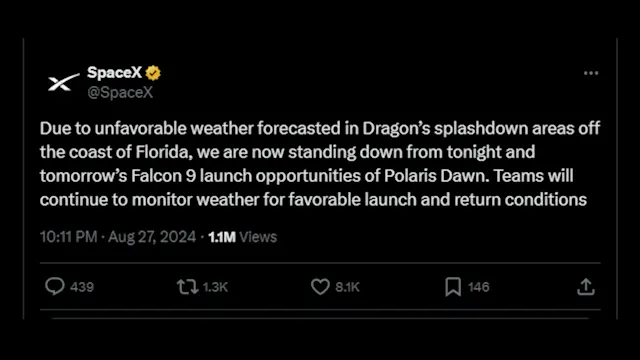 SpaceX's Polaris Dawn delayed indefinitely following Starlink Falcon 9 ...