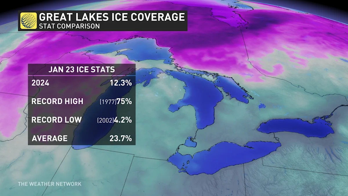 Great Lakes ice coverage skyrockets amid cold snap - The Weather Network