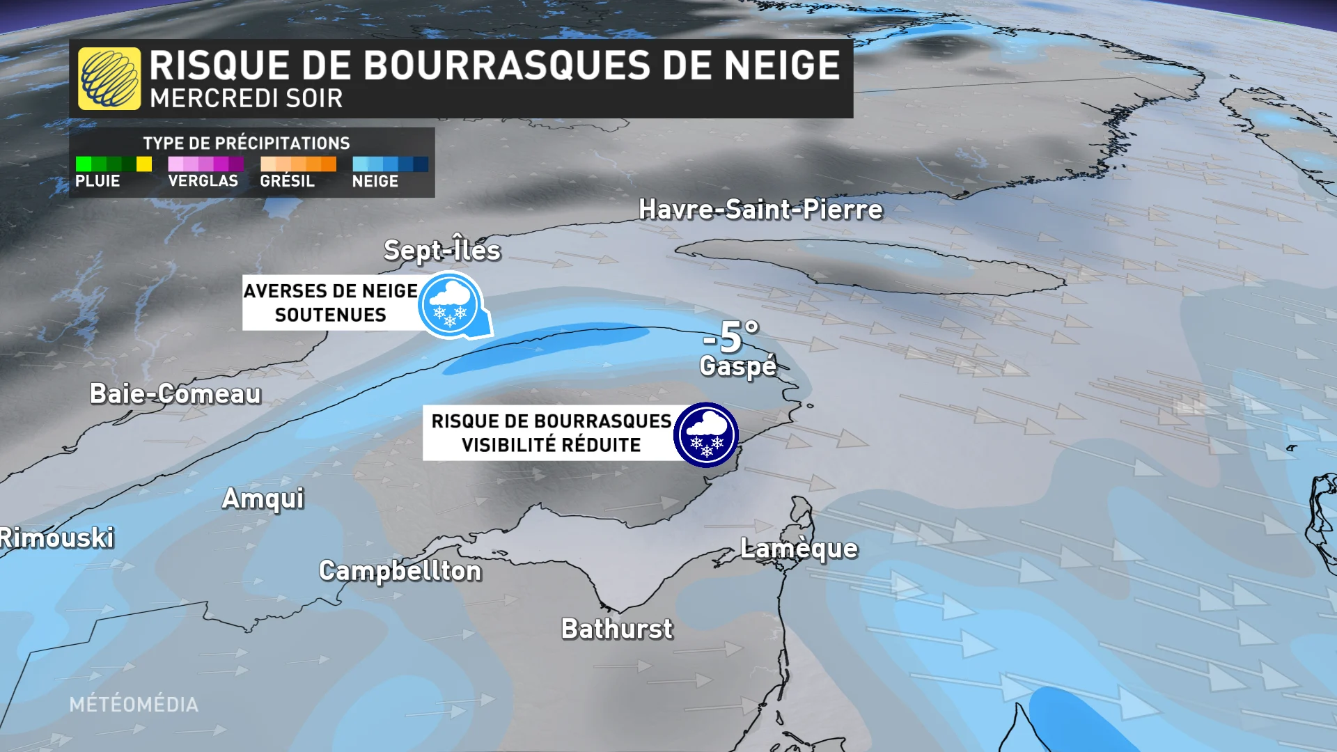 Risque de bourrasques de neige au Québec - MétéoMédia