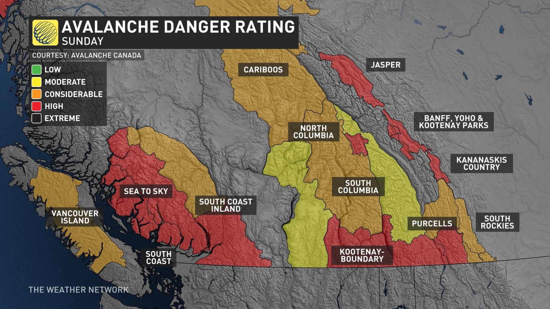 Second wave of rain pushes into B.C. Sunday, avalanche risk persists - The Weather Network