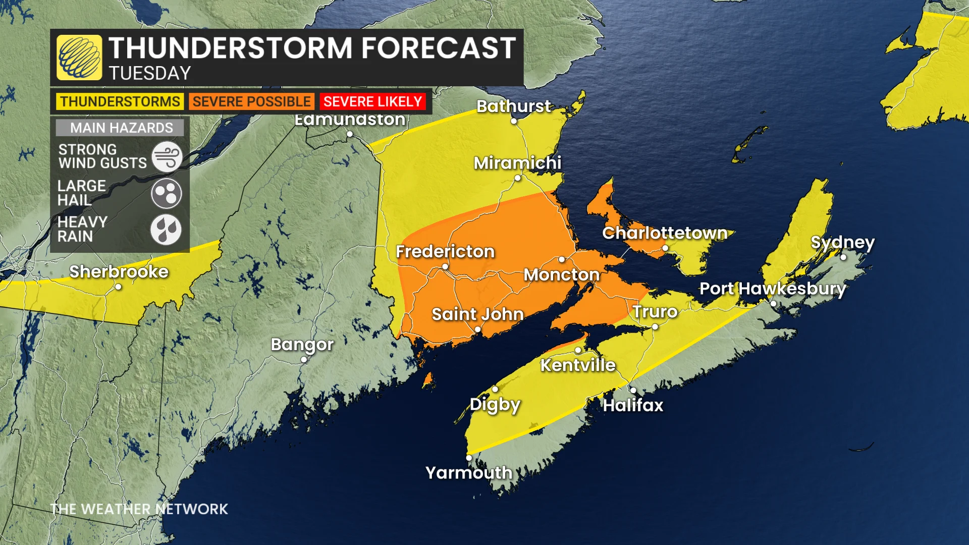 Severe storm threat spreads into Atlantic Canada with a quick blast of ...