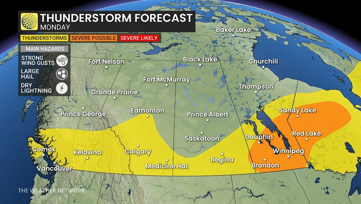 Cold front brings storms, sharp temperature drop to the Prairies - The ...