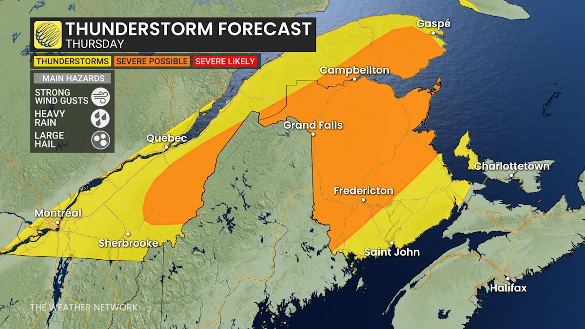 Severe thunderstorm threat bubbles up over Quebec and New Brunswick ...