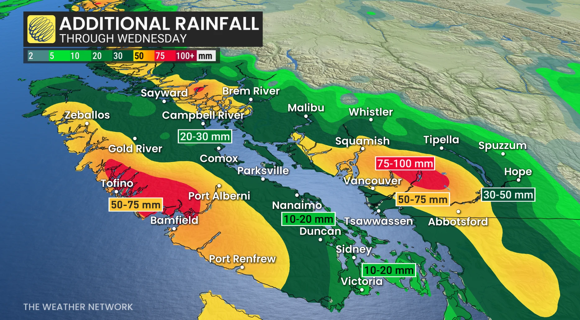 Thunder risk as 75-100 mm of rain heads to B.C. into this week - The ...