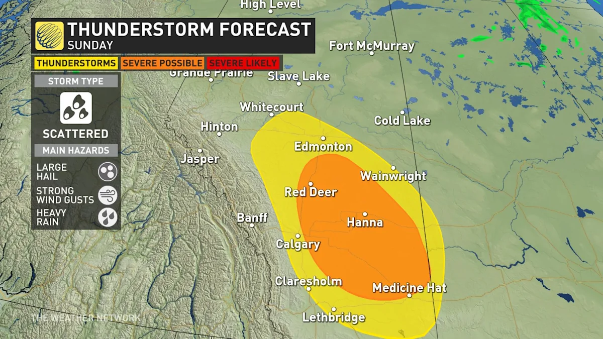 Renewed risk for storms builds in Alberta on Sunday - The Weather Network