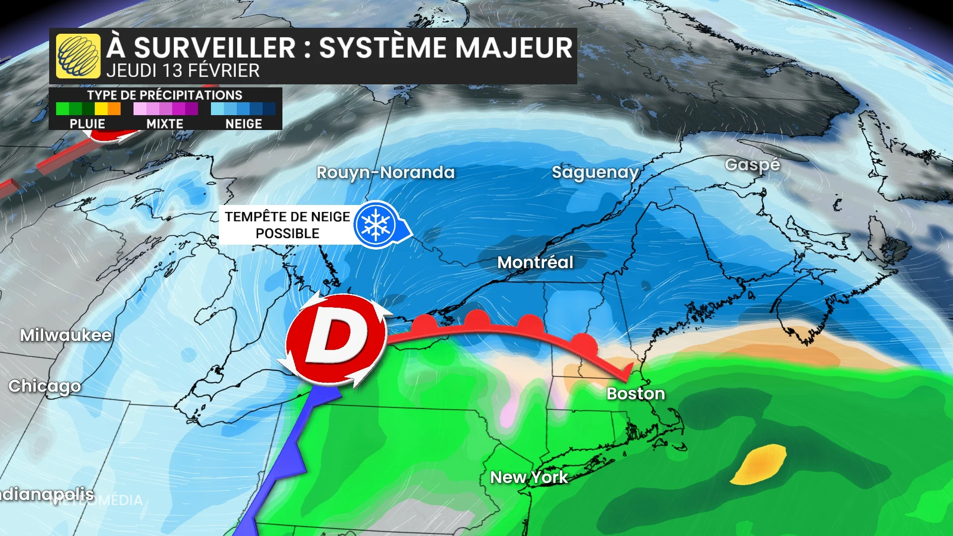Tempête au Québec : Montréal dans la mire d'un système majeur - MétéoMédia