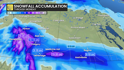 Snow totals add up as travel issues flare up in Alberta and ...