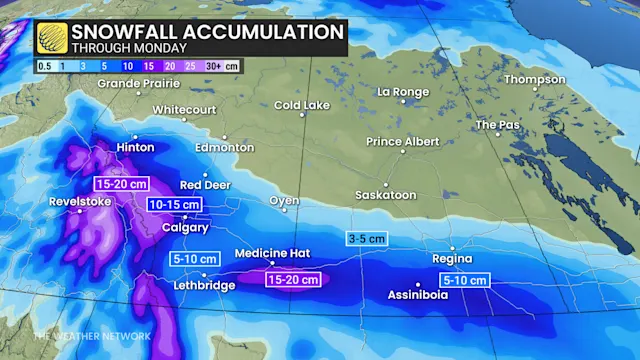 Snow totals add up as travel issues flare up in Alberta and ...