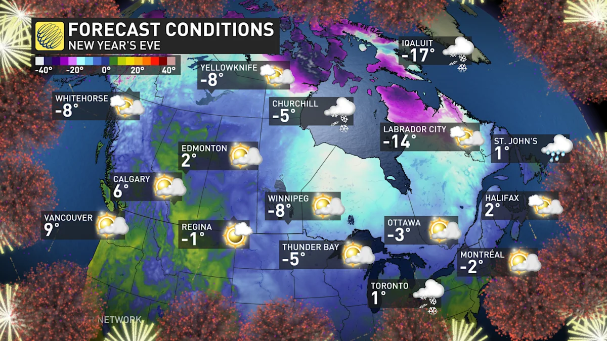 Canada’s New Year’s Eve forecast is (mostly) good news for parties ...
