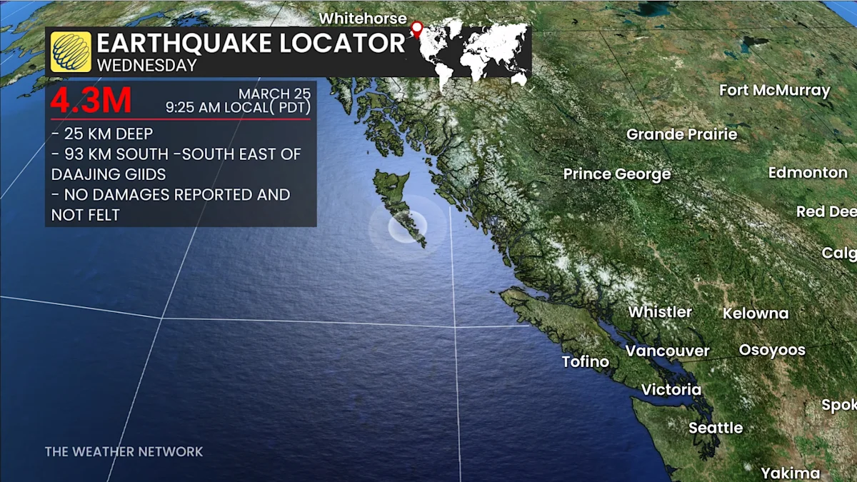 Magnitude 4.3 earthquake strikes off northern British Columbia coast ...