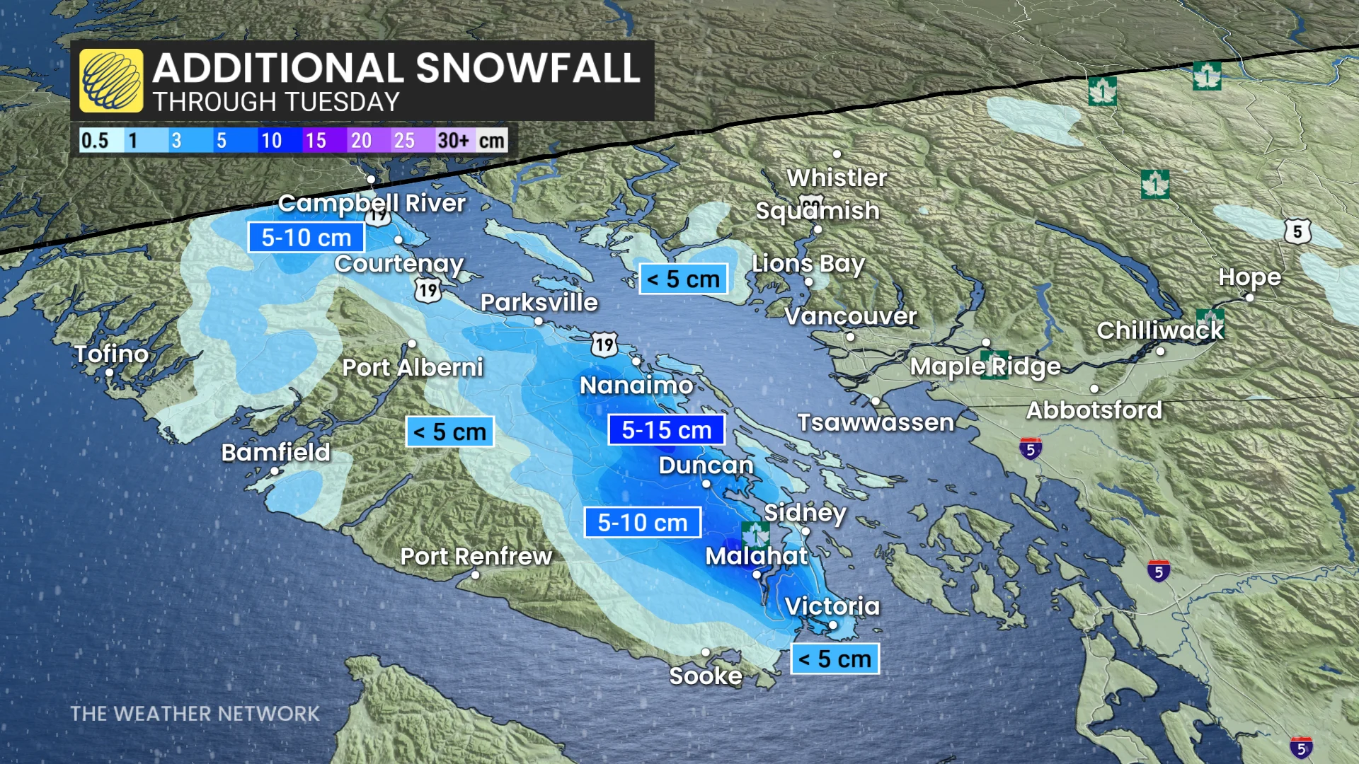 Weather alerts for bands of additional snow for B.C.'s South Coast ...