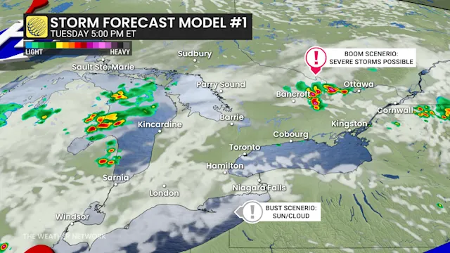 Severe storm threat shifts into parts of southern Ontario, funnel cloud ...