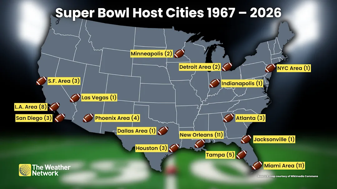 Frigid -16C or muggy 28C? Super Bowl weather through history - The ...