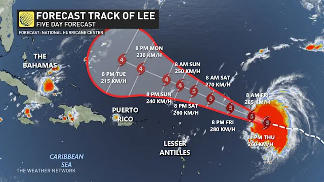 Hurricane Lee set to maintain its intensity as a dangerous Category 5 ...