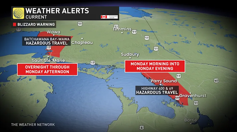 Blizzard warnings in Ontario ahead of powerful winds, snow squalls - The Weather Network