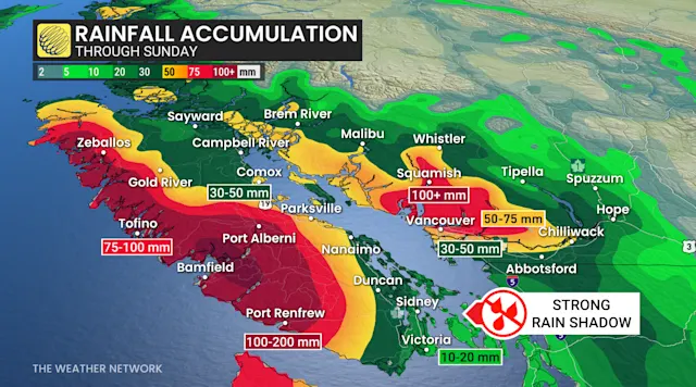 Impressive atmospheric river continues drenching B.C. with rain, snow ...