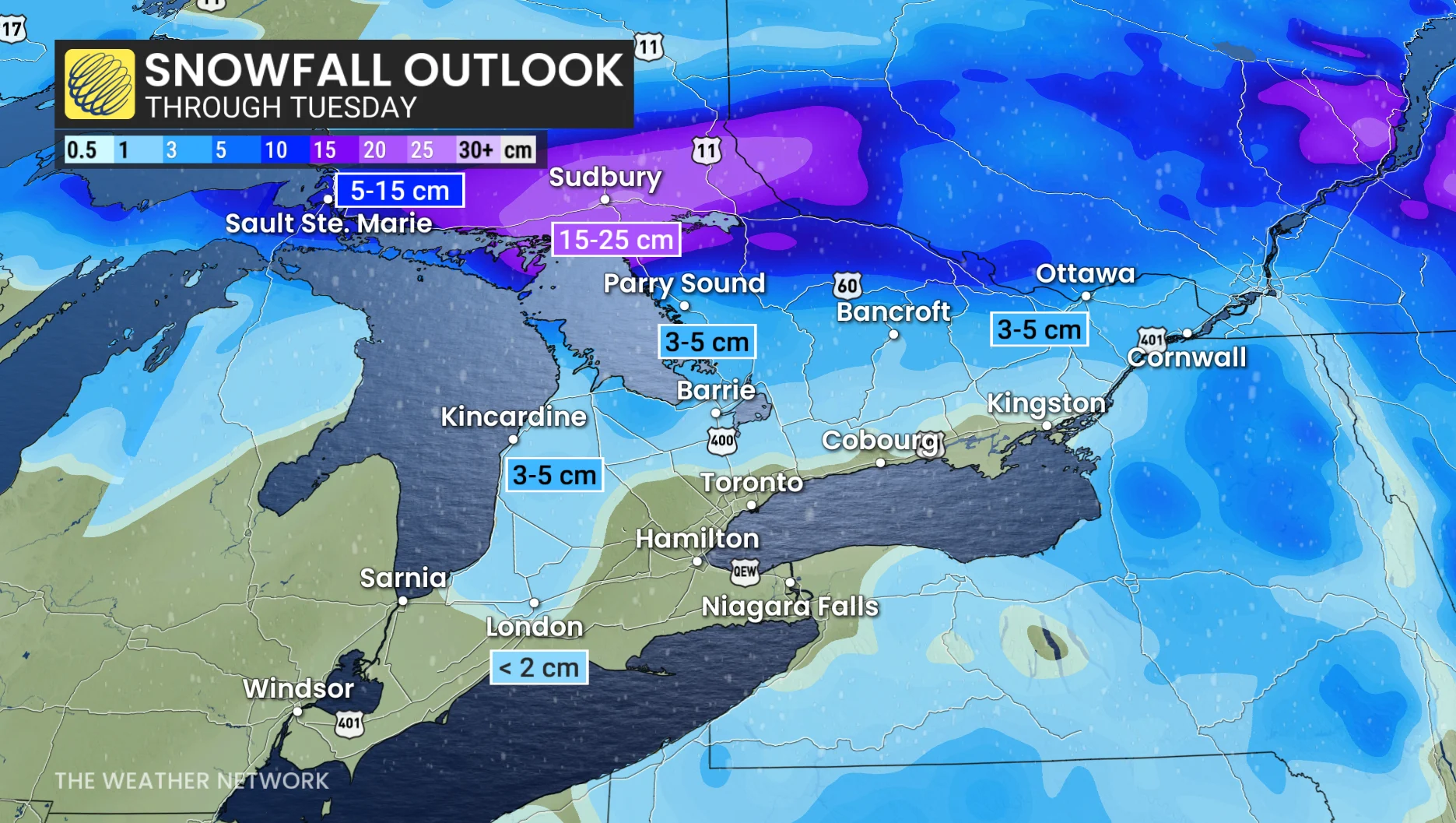 Some will see 15-25 cm of snow as Arctic air spills into Ontario - The ...