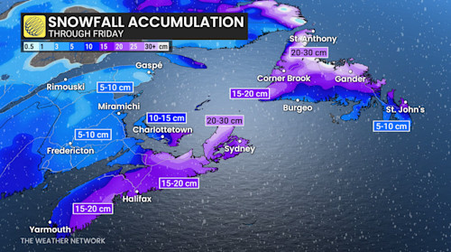 Swath of heavy snow to bring difficult travel to parts of Atlantic ...