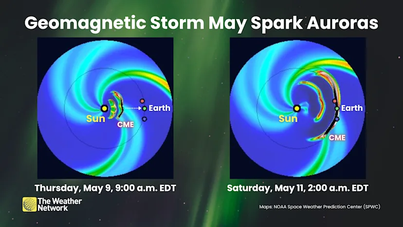 Extreme geomagnetic storm may spark widespread auroras over Canada on ...
