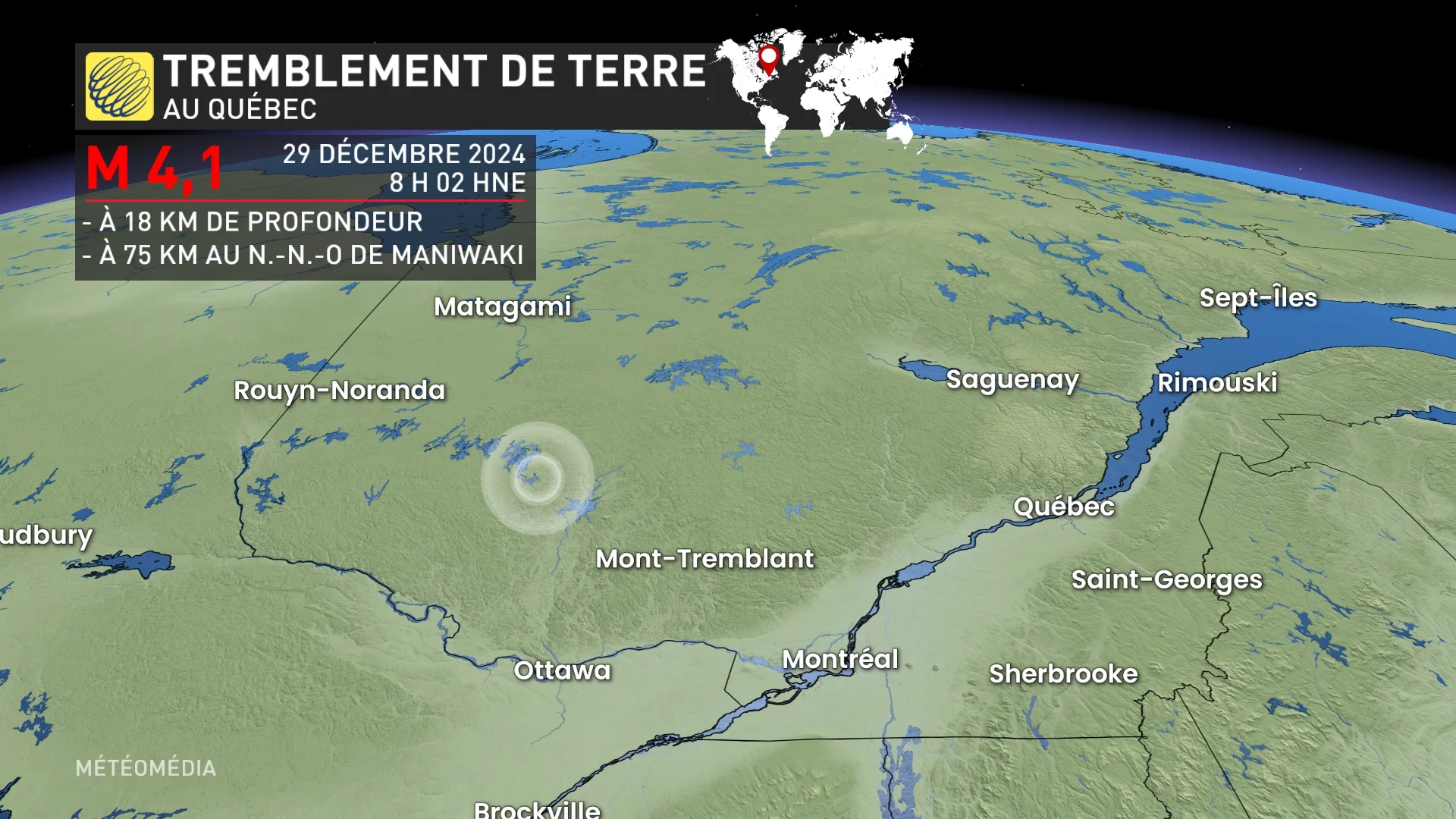 Un tremblement de terre de magnitude 4,1 au Québec - MétéoMédia