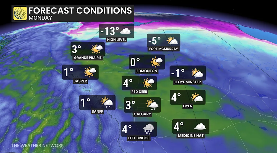 Summer-like temperatures will give way to more snow in southern Alberta ...