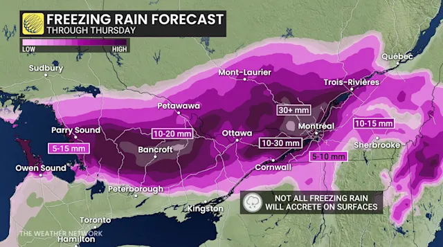 Freezing rain threat in Quebec: 20-30 mm possible, lasting up to 24 ...