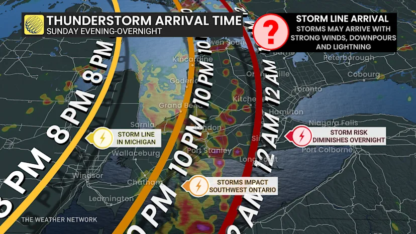 Thunderstorms continue Sunday night for parts of Ontario - The Weather ...