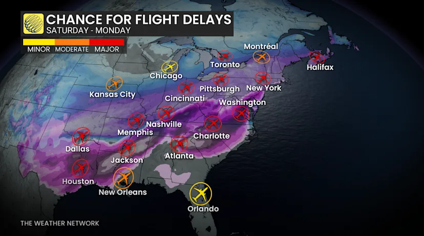 Winter storm threatens widespread disruptions; U.S. airlines issue ...