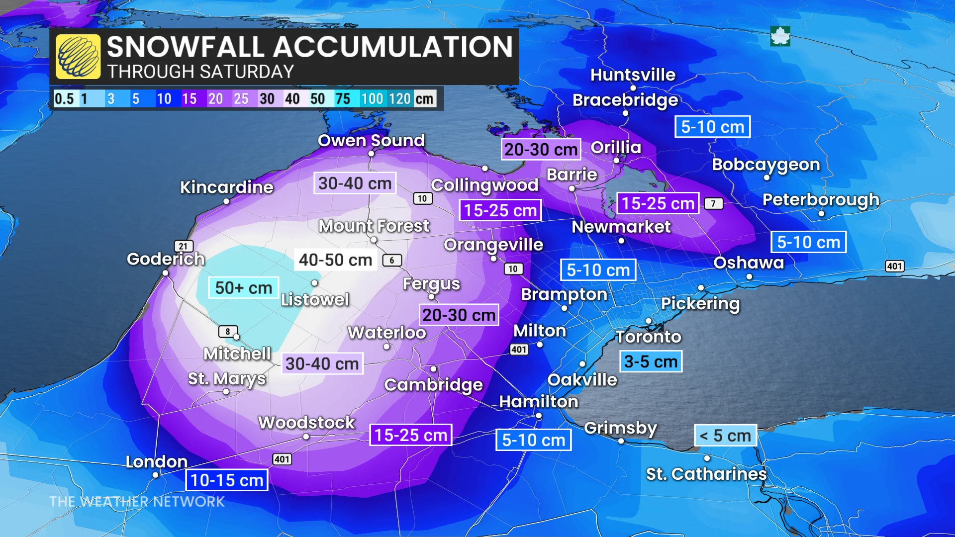 Severe lake-effect snow event to bring 30-50+ cm to southern Ontario ...