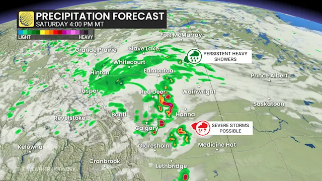 50-100 mm: Heavy weekend rain and storms hit Alberta - The Weather Network