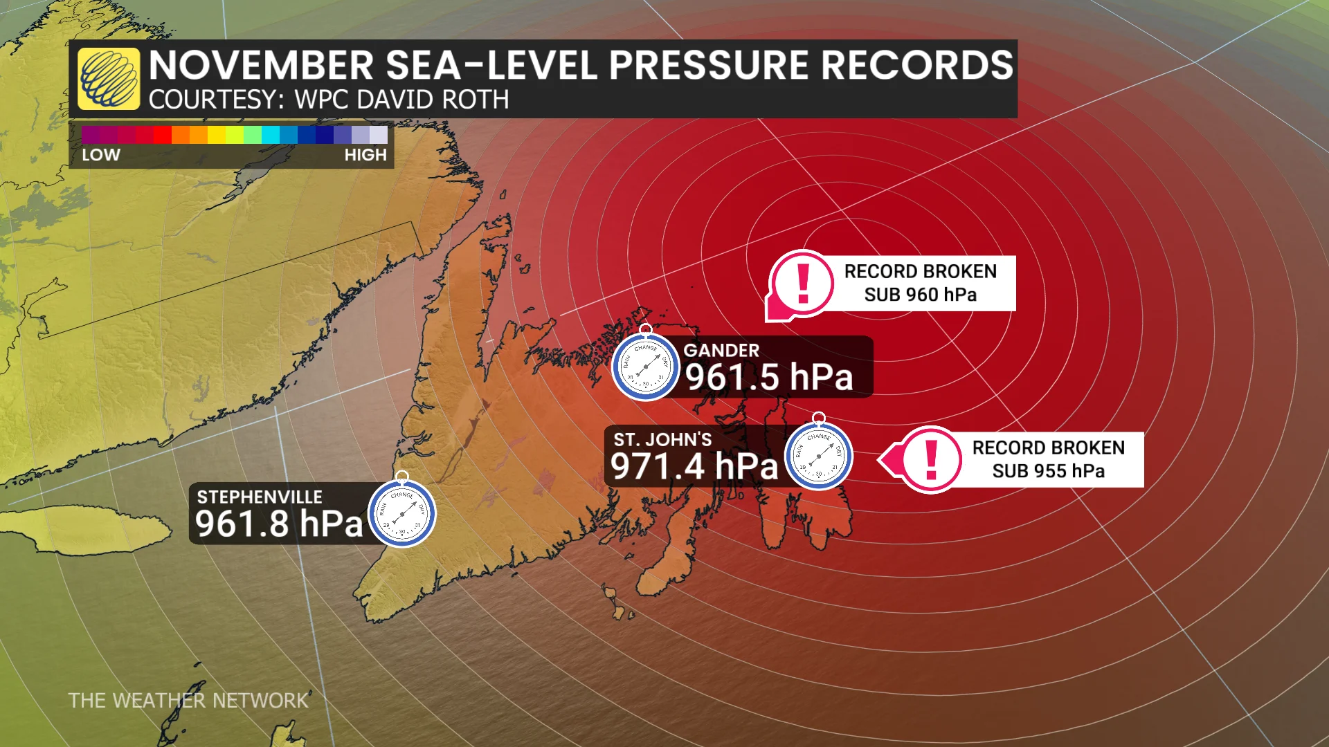 High winds, waves continue as low slowly drifts north of Newfoundland ...