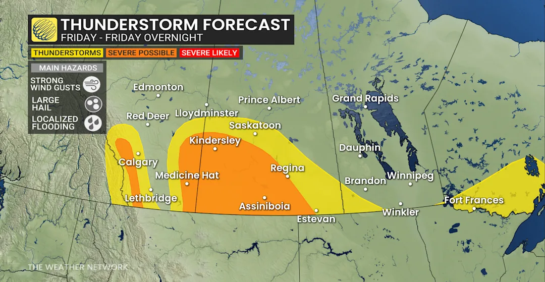 Severe storm, heavy rain threats stretch into Friday on the Prairies ...