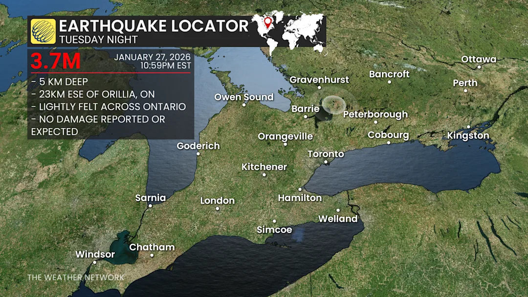3.7 magnitude earthquake reported in Ramara, Ontario - The Weather Network