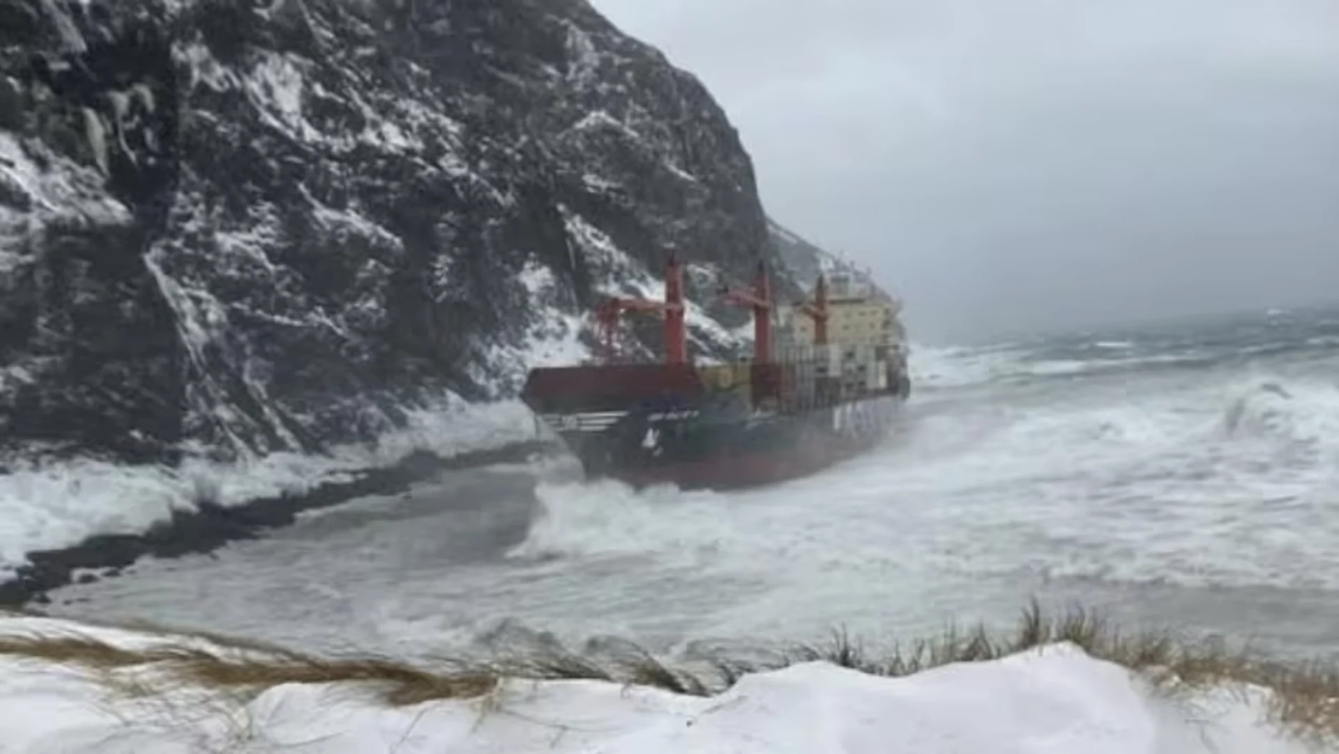 Cargo vessel runs aground off Newfoundland coast amid stormy conditions ...