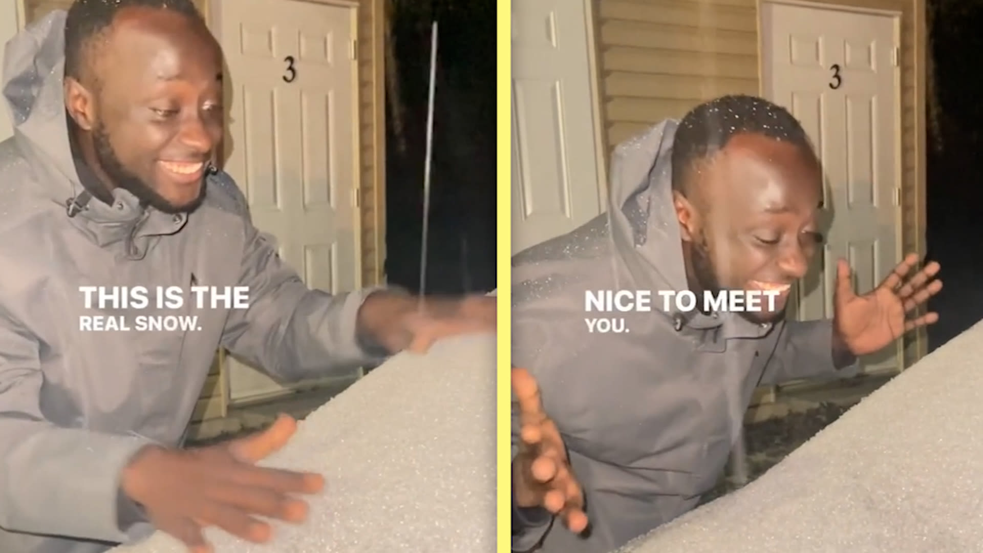 Heartwarming video of man seeing snow for the first time goes viral ...