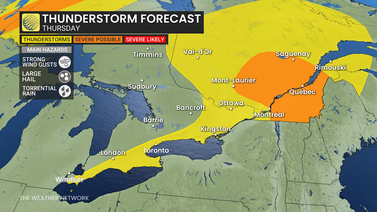 Thursday's storms threaten heavy downpours and large hail in Ontario ...