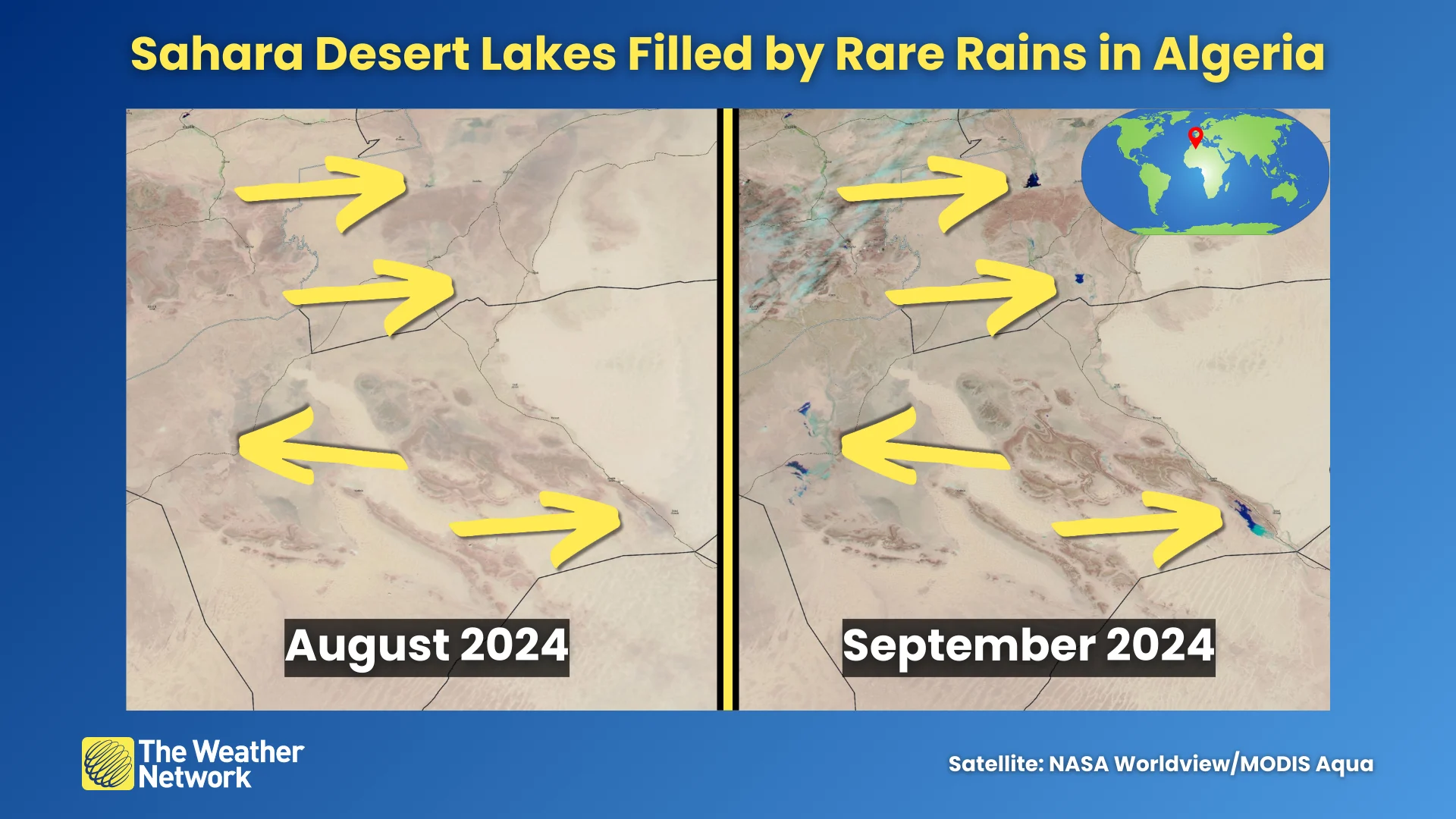 Rare Sahara Desert rains filled lakes that hardly ever see water - The ...