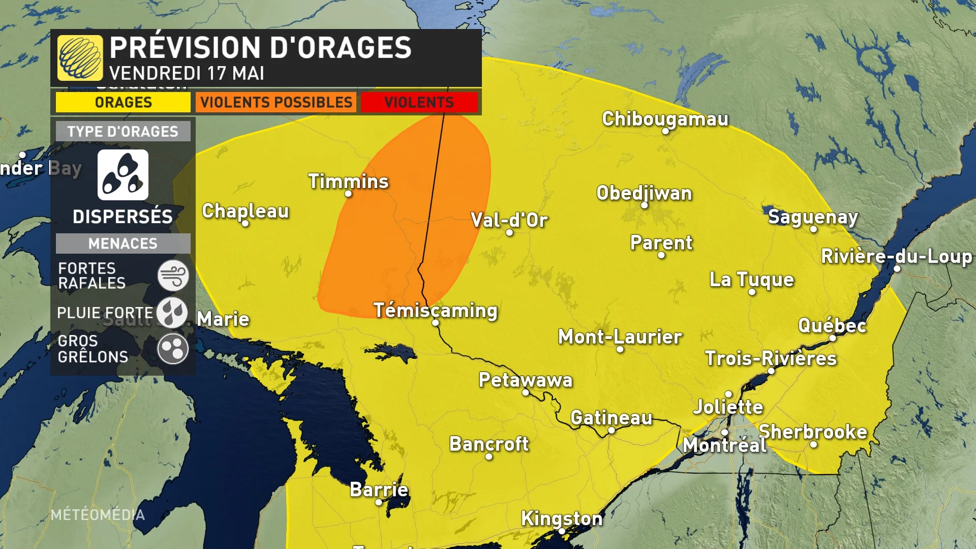 Risque d'orages dans ces secteurs du Québec - MétéoMédia