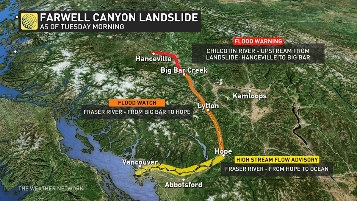 Surge of water from B.C. landslide dam breach fills Fraser River - The ...