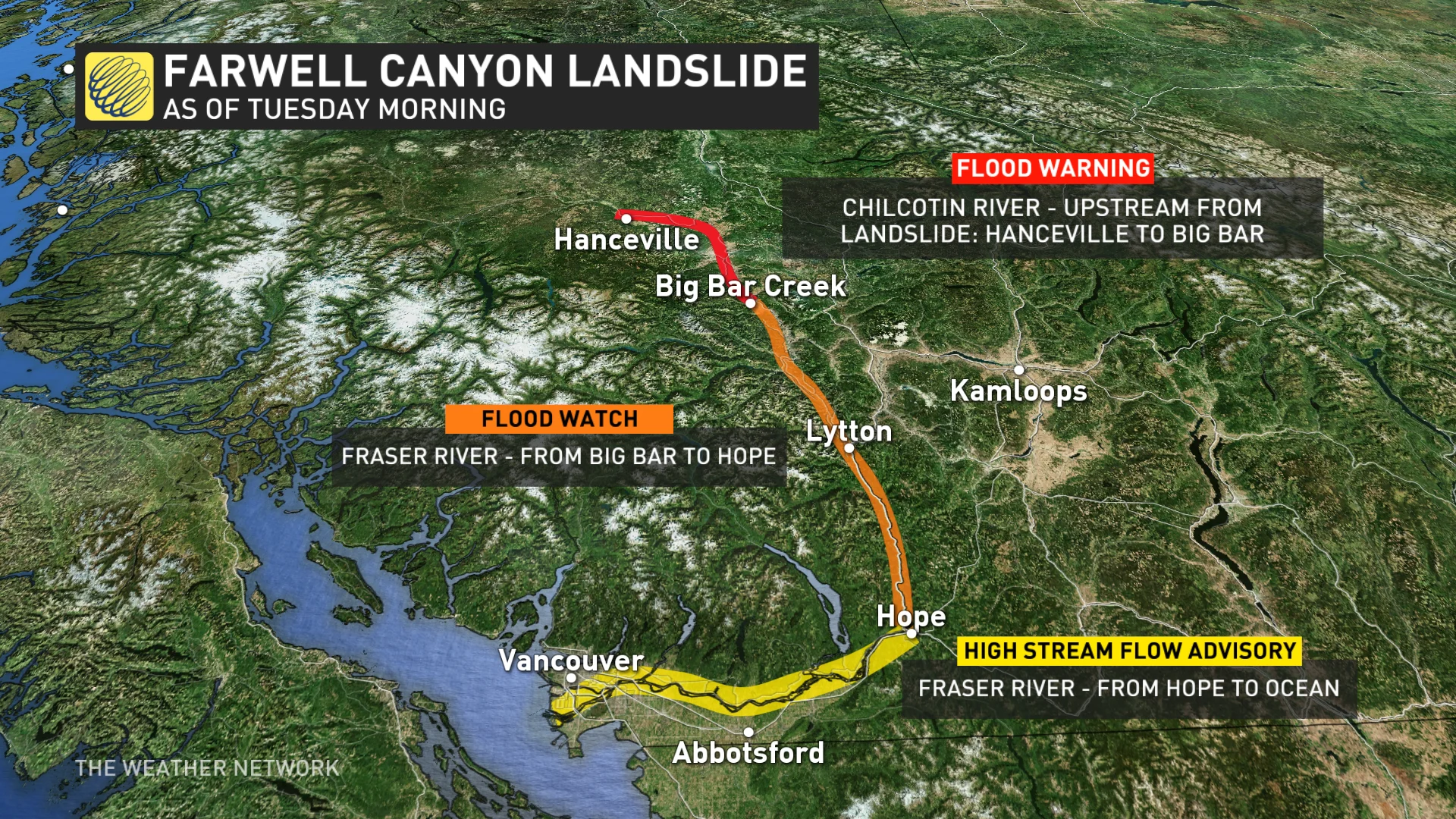 Water breaches landslide damming Chilcotin River in B.C. - The Weather ...