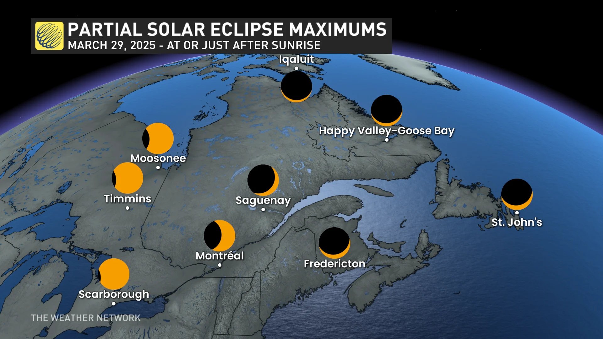 Saturday's sunrise supermoon solar eclipse set to wow eastern Canada - The Weather Network
