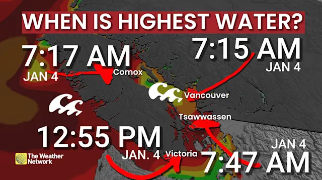 B.C. coast braces for king tides amid stormy Sunday - The Weather Network